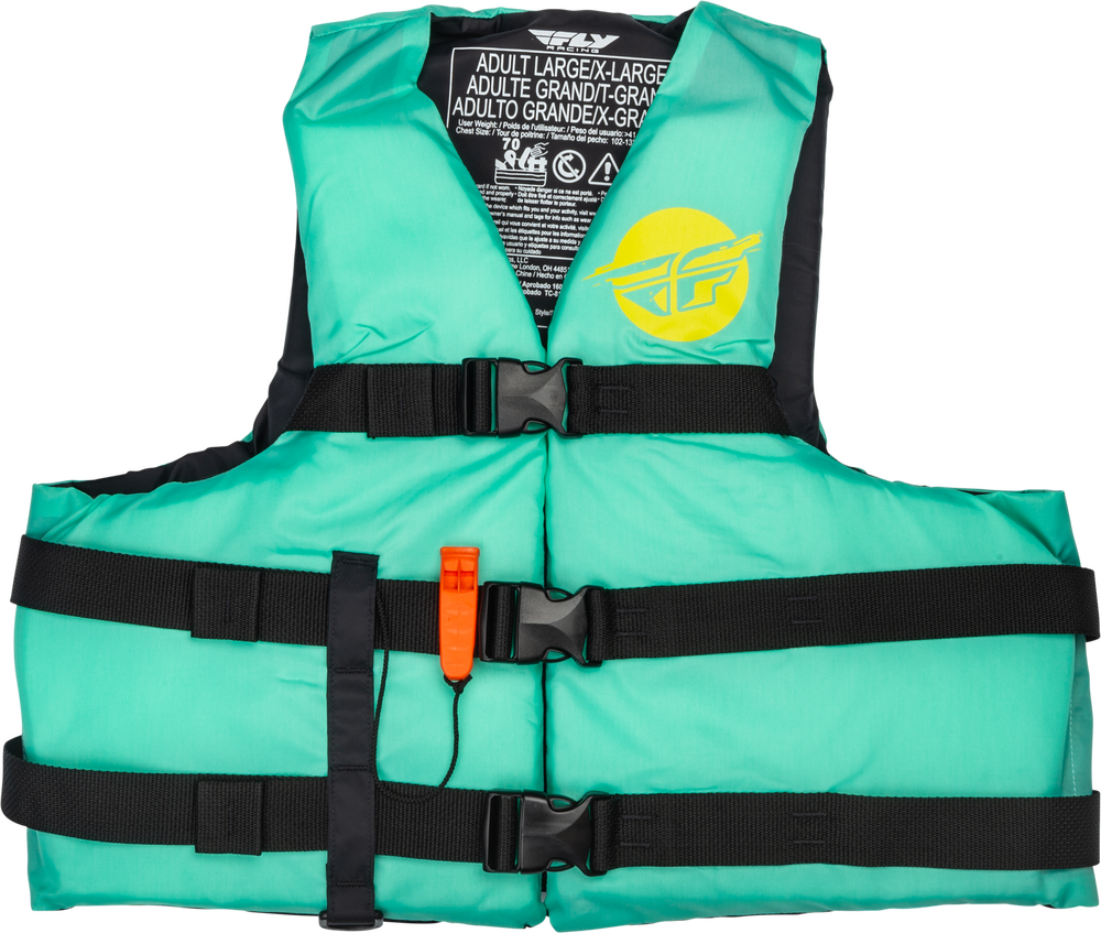 Fly Racing Nylon Flotation Life Vest - 221-30412 - Seafoam Green/Yello ...